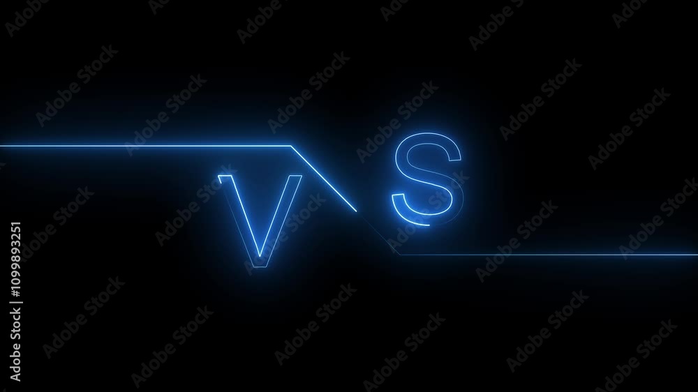 Versus Animation, cyan color Vs text fire Animation, versus match ...