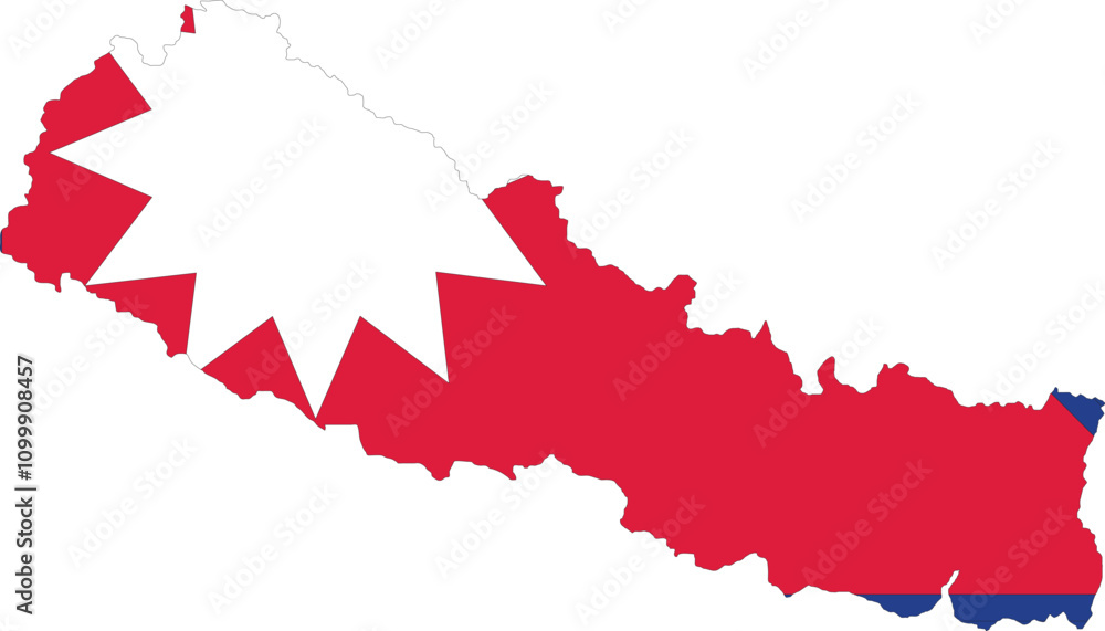 Nepal Flag in Nepal Map, Nepal Map with Flag, Country Map, Nepal with ...