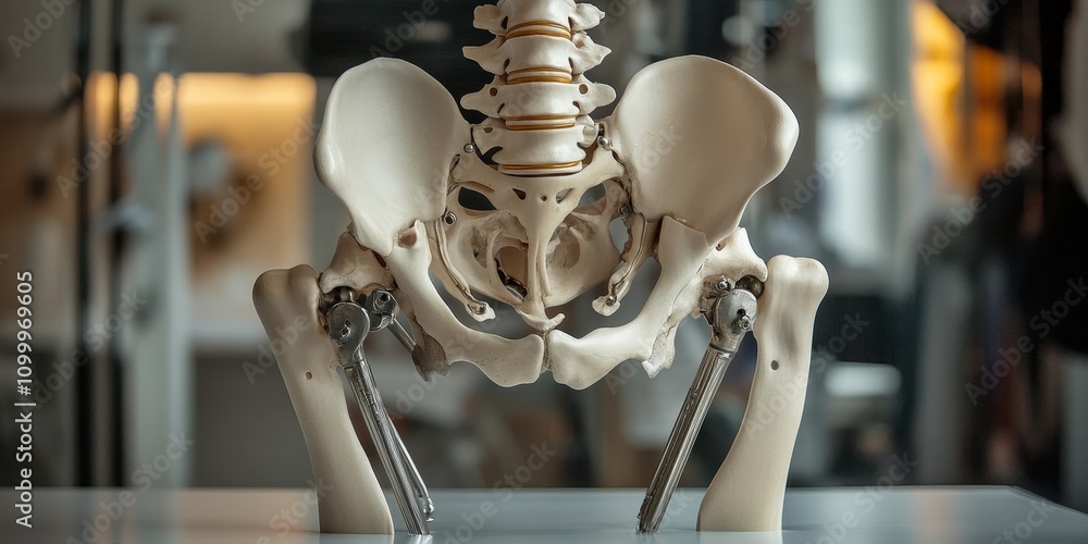 Pelvis with hips demonstrating internal rotation and featuring a left ...