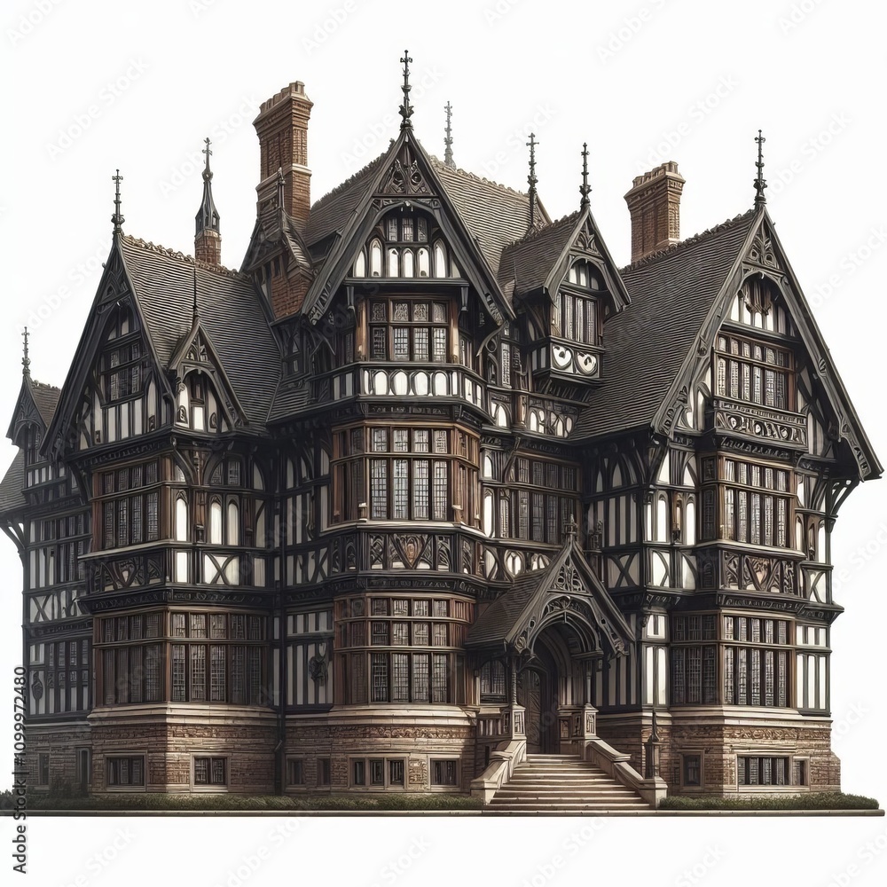 English Tudor Manor A grand manor house featuring half timbered Stock ...