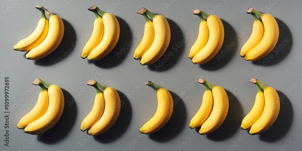 Bananas displayed against a grey background showcase a minimal style ...