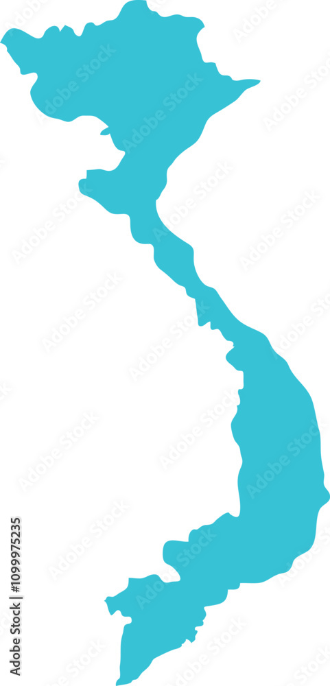 Vietnam MAP in Blue, Country Map, Vietnam, Border Map, Border line of ...