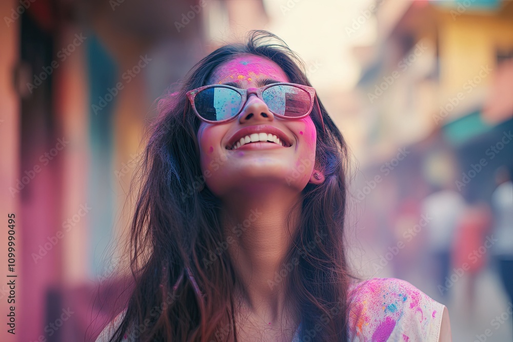 the essence of Holi, with colorful powder being thrown on an Indian ...