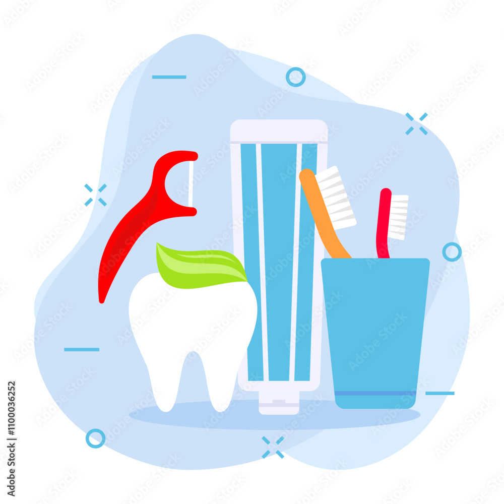 Personal Oral Hygiene items toothbrush and floss concept, Bathroom ...