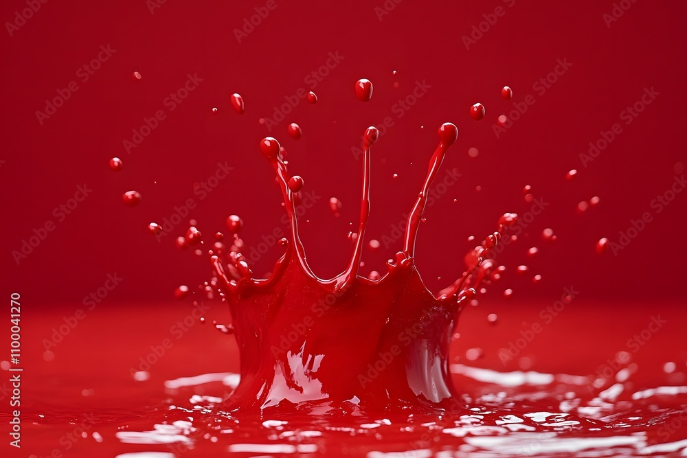 Crimson Splash: A vibrant, dynamic image of a red liquid creating a ...