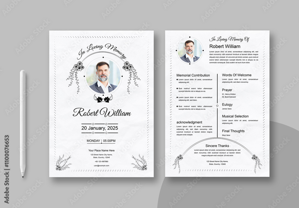 Funeral Programs Template Layout Stock Template | Adobe Stock