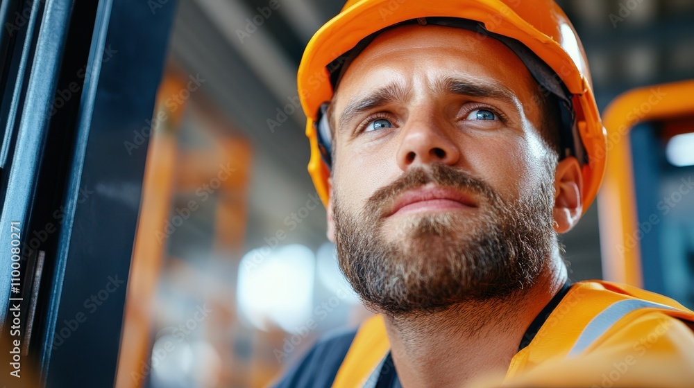Photo & Art Print A dedicated worker in a hard hat and reflective vest ...