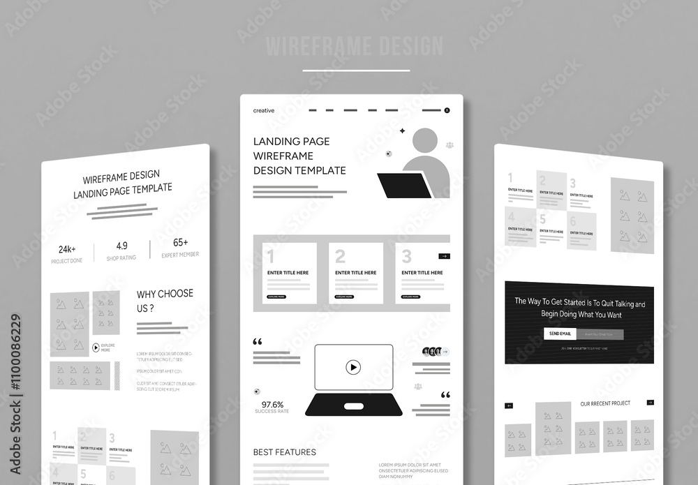 Professional Wireframe Template for UX UI Design Stock Template | Adobe ...