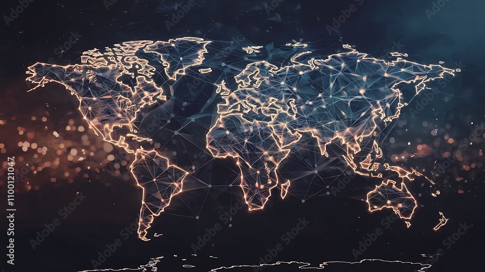 Digital map of Asia, concept of global network and connectivity, data ...