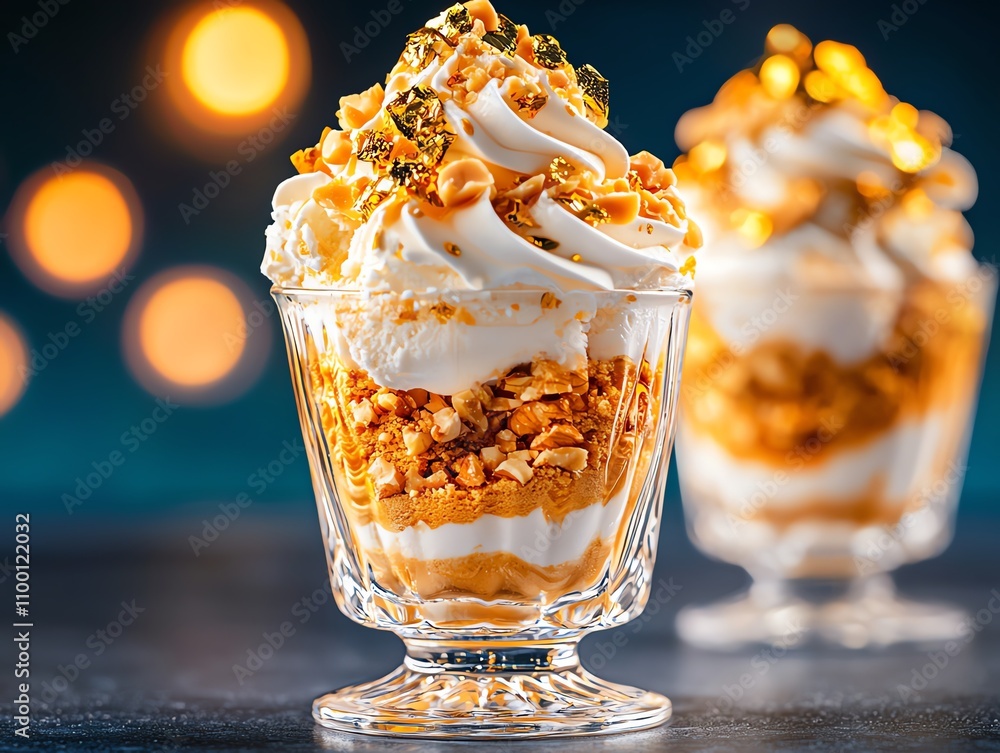 Indulgent ice cream sundae creation gourmet dessert shop food ...