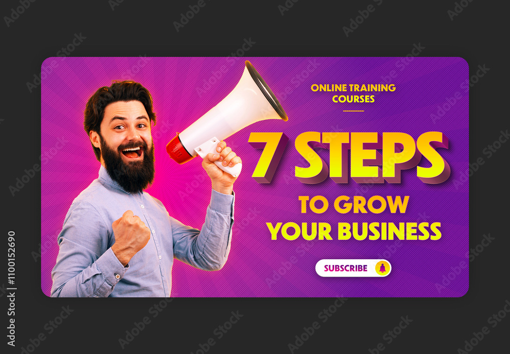 Marketing Video Thumbnail Layout with Purple Gradient and Orange ...