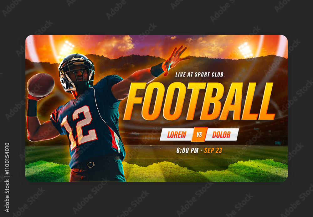 Sport Video Thumbnail Layout with Orange Gradient Accents Stock ...