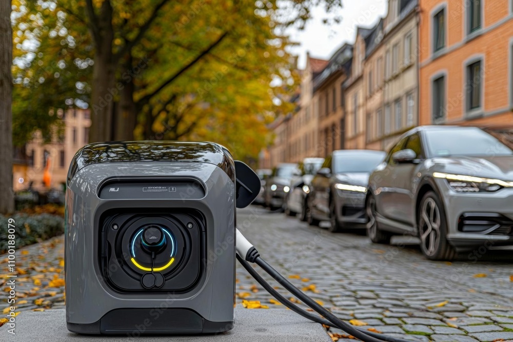 hyper realistic photo of Electric car charging with station, EV fuel ...