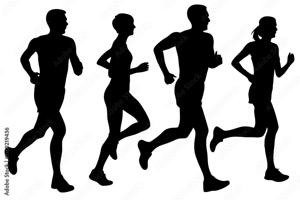 Set of Run, sport athletic logo, group of running people, Running male ...