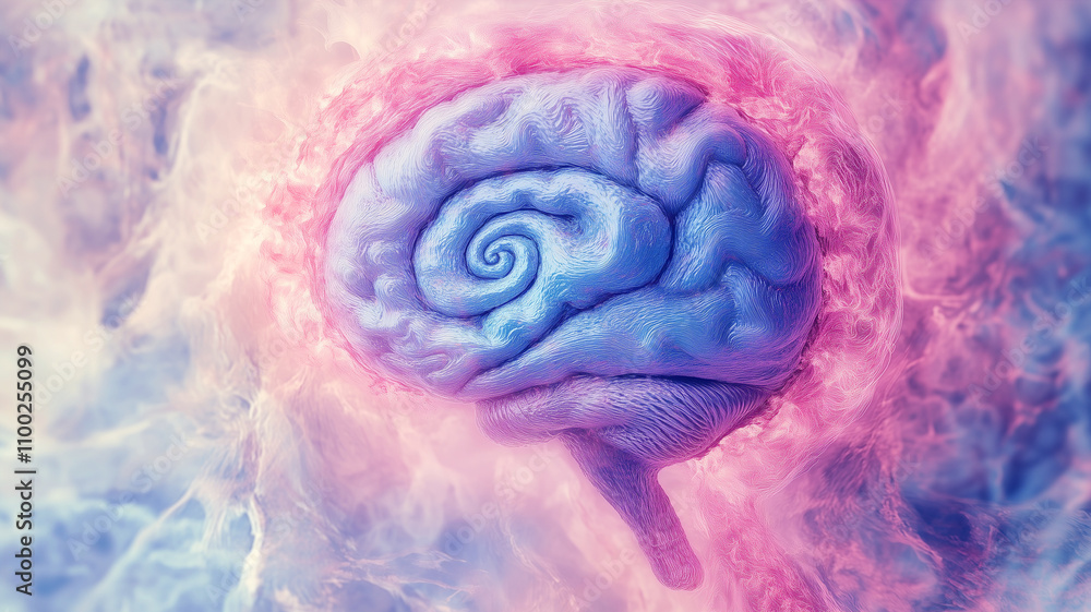 Hypnosis, brain with hypnotic, dynamic vortex spiral, addicted to ...