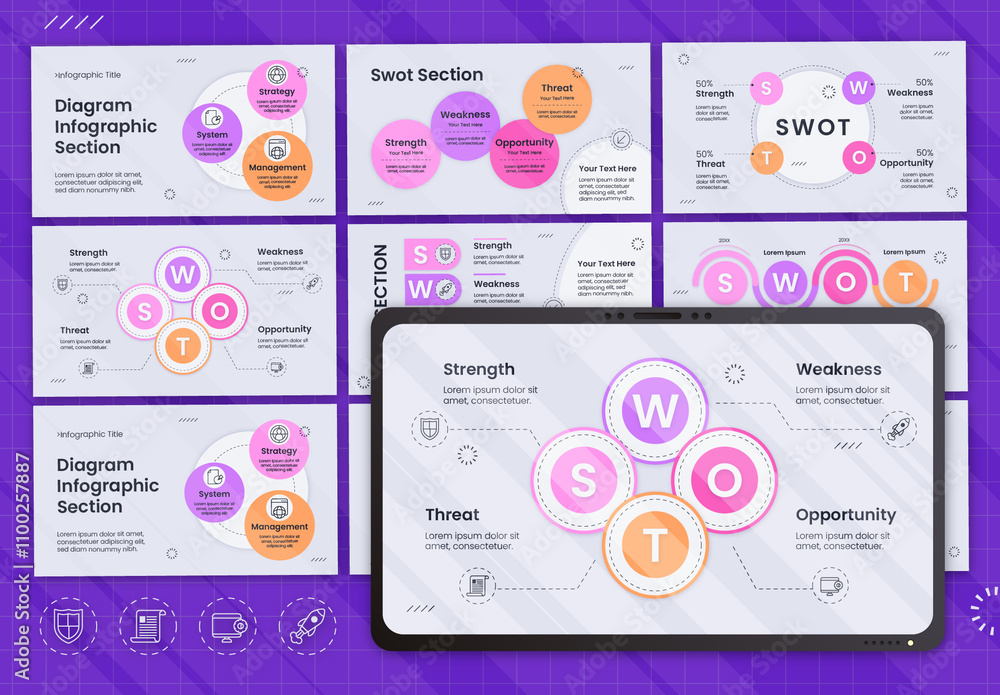 Modern Gradient SWOT Analysis Infographic Presentation Template Stock ...
