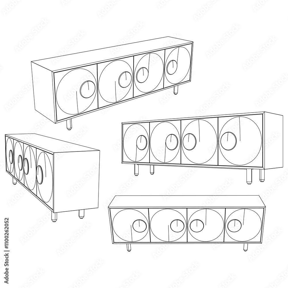 Buffet and Cabinet Outline Design for Home Decoration, Coloring Pages ...