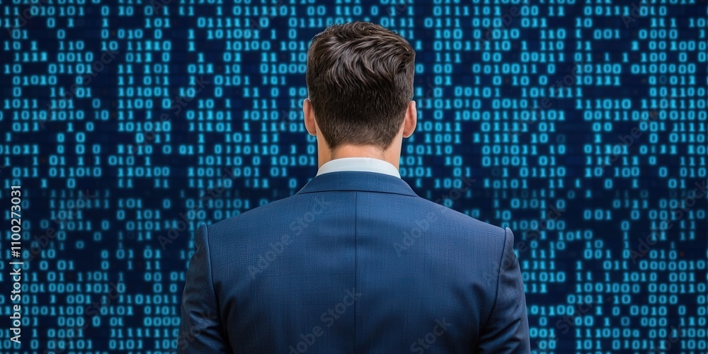 law restriction policy concept. A suited individual stands against a ...