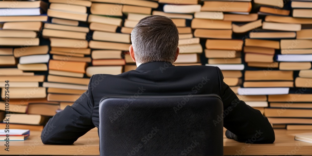law restriction policy concept. A person in a suit sits at a desk ...