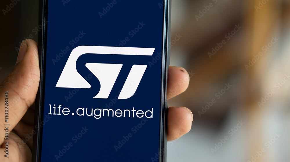 Dhaka, Bangladesh- 23 Nov 2024: STMicroelectronics logo is displayed on ...