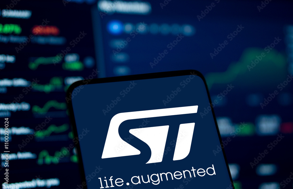 Dhaka, Bangladesh- 23 Nov 2024: STMicroelectronics logo is displayed on ...