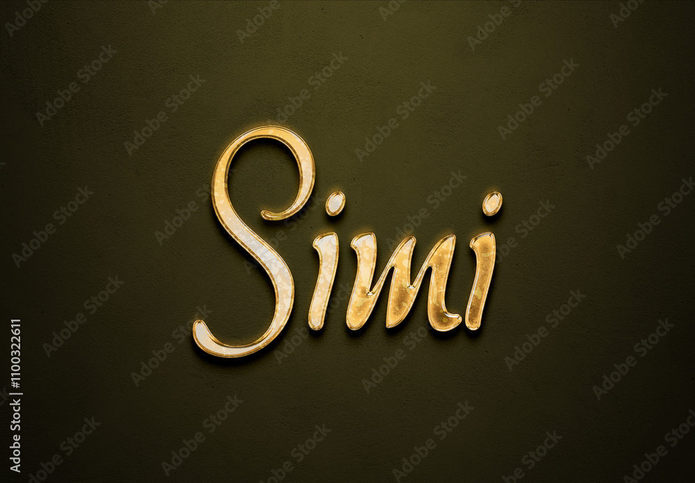 Old gold text effect of name Simi with 3D glossy style Mockup. Stock ...