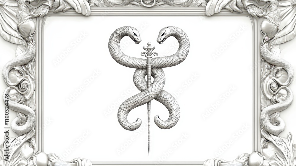 Caduceus-Inspired Corporate Frame: Symmetrical Snakes and Rod of ...