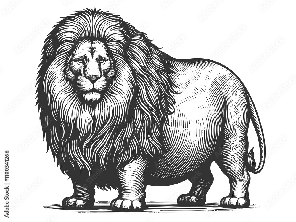 Fat overweight body positive chubby lion with a prominent mane ...