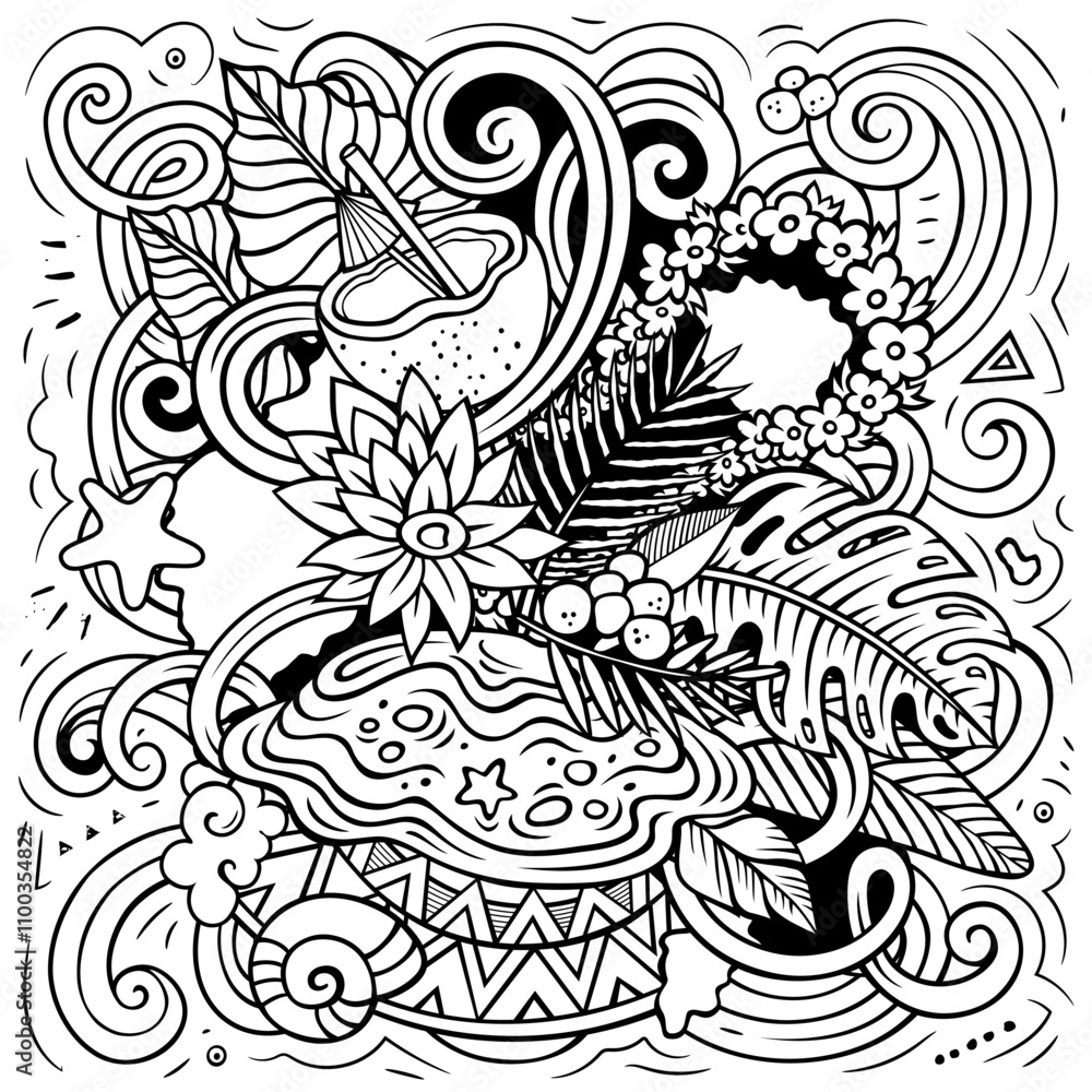 Tahiti hand drawn cartoon doodle illustration. Creative funny vector ...