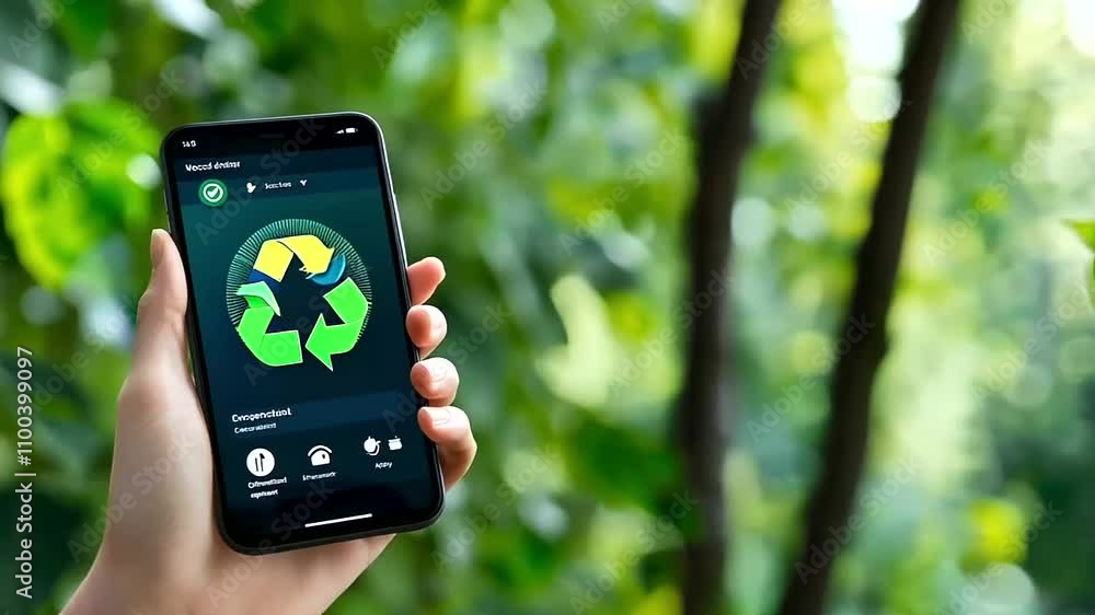 The waste management app's dashboard features a circular progress bar ...