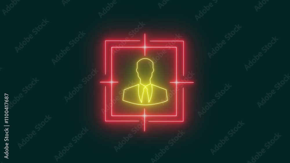Neon targeting animation icon. Neon aim cross, target search and aiming ...