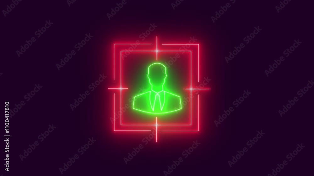Neon targeting animation icon. Neon aim cross, target search and aiming ...