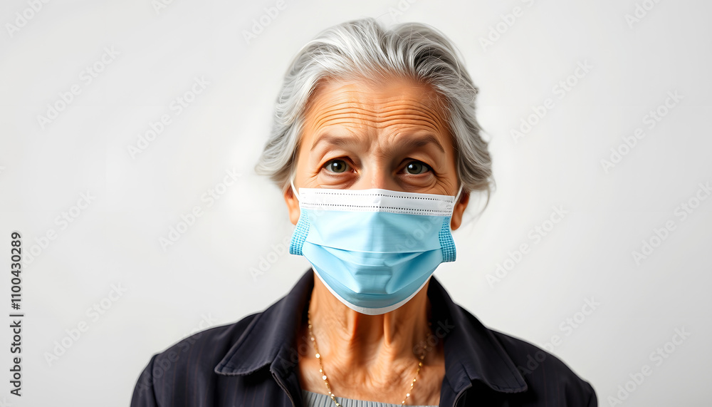 Elderly mask tan line png woman mockup for Covid-19 campaign isolated ...