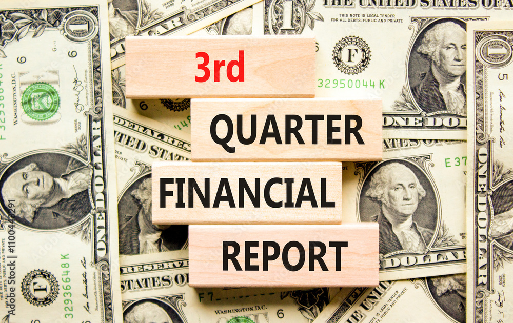3rd quarter financial report symbol. Concept words 3rd quarter ...