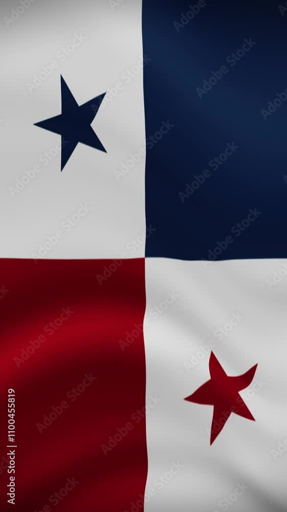 Panama Waving Flag in Vertical Orientation. Realistic Flag Animation ...