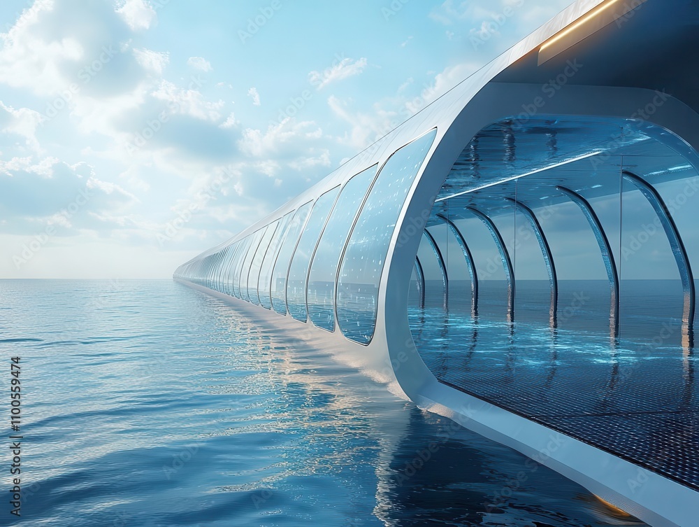 Solarpowered desalination plant near ocean, renewable water source ...