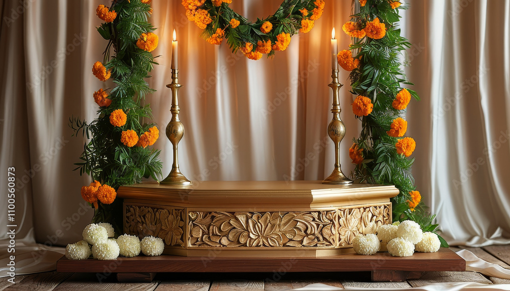 Diwali Floral Concept, Indian Hindu product display podium mock up ...