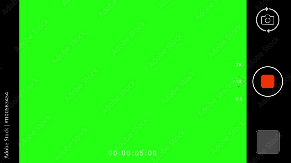 Horizontal phone camera recording screen overlay on green background ...