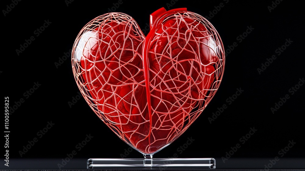 Close-up of human heart showcasing vibrant arteries and veins ...