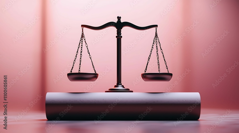 Law restriction statutes. A balanced scale symbolizing justice, set ...