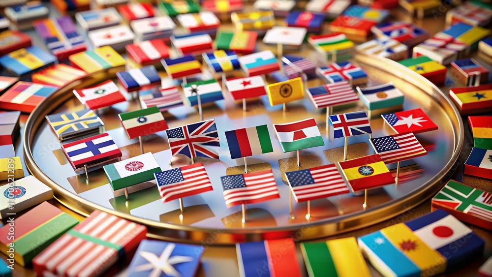 Circular Representation of All National Flags of the World with Country ...