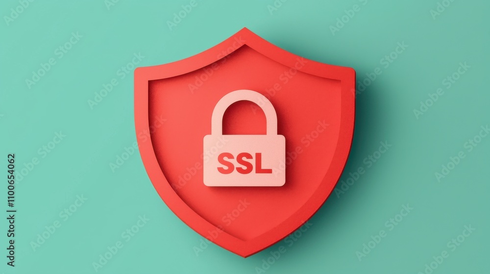 SSL Certificate Integrity Concept Red shield icon with padlock ...