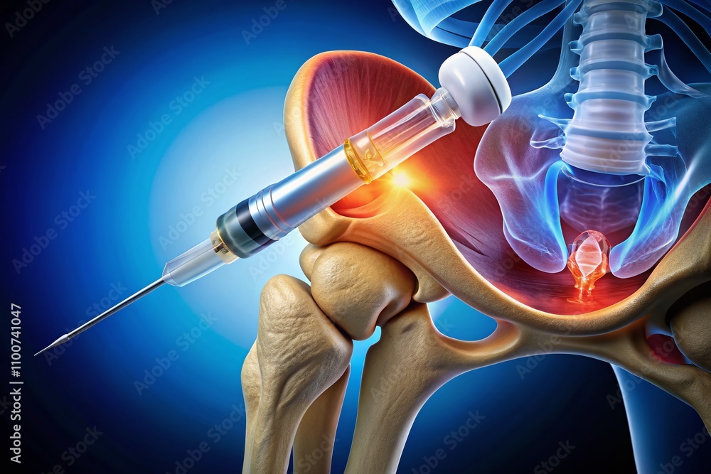 Product Photography of Hip Joint Injections for Arthritis Treatment - 3D Illustration Depicting ...