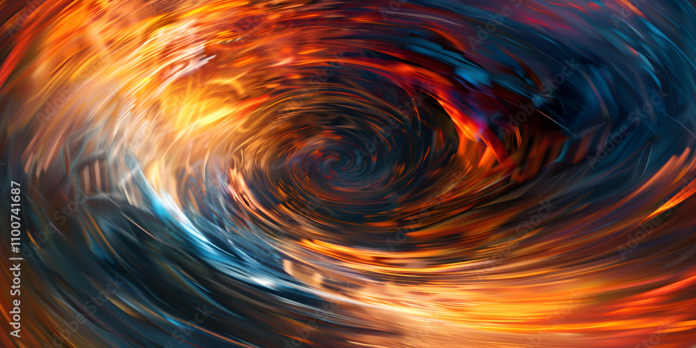 Abstract Swirling Vortex Of Fiery And Cool Colors Dynamic Artistic Representation Of Motion And