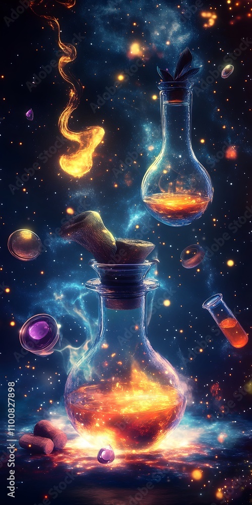 Ethereal Witch s Brew Potion Making with Glowing Magical Substances and ...