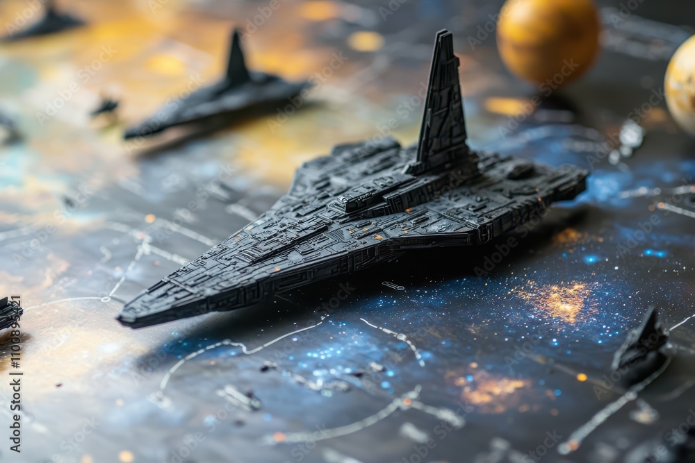 Galactic war game board with starships and planetary systems, boardgame ...