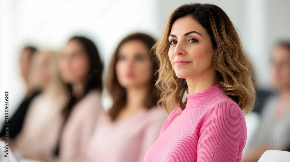 Professional women in business attire presenting scalable cloud ...