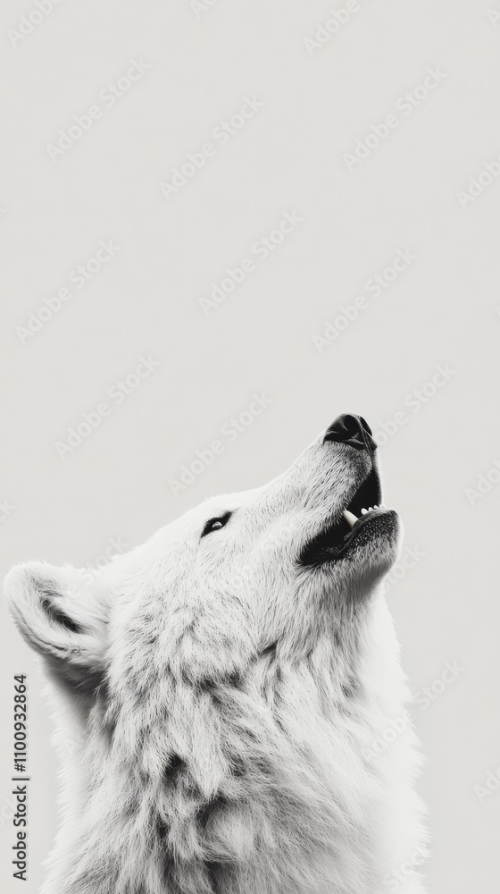 Arctic Wolf Howl: A powerful black and white image captures the primal ...
