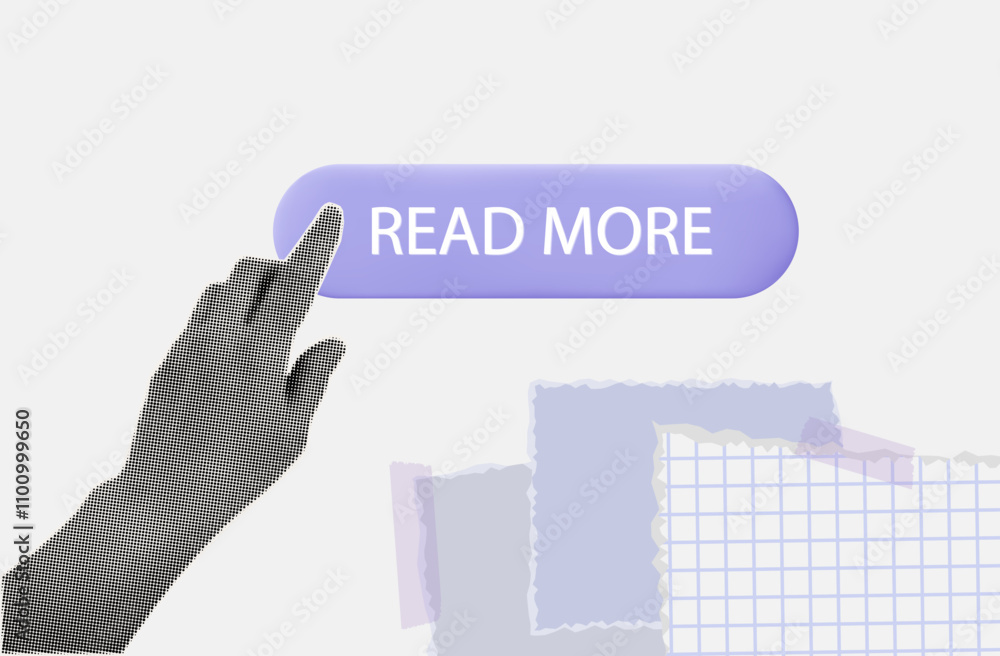 Read more icon 3d. A selection button to join, arrow for registration ...