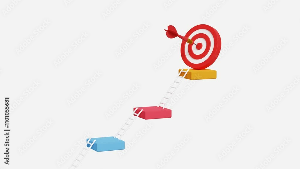 Small steps to success, step by step growth. Business goals, progress ...